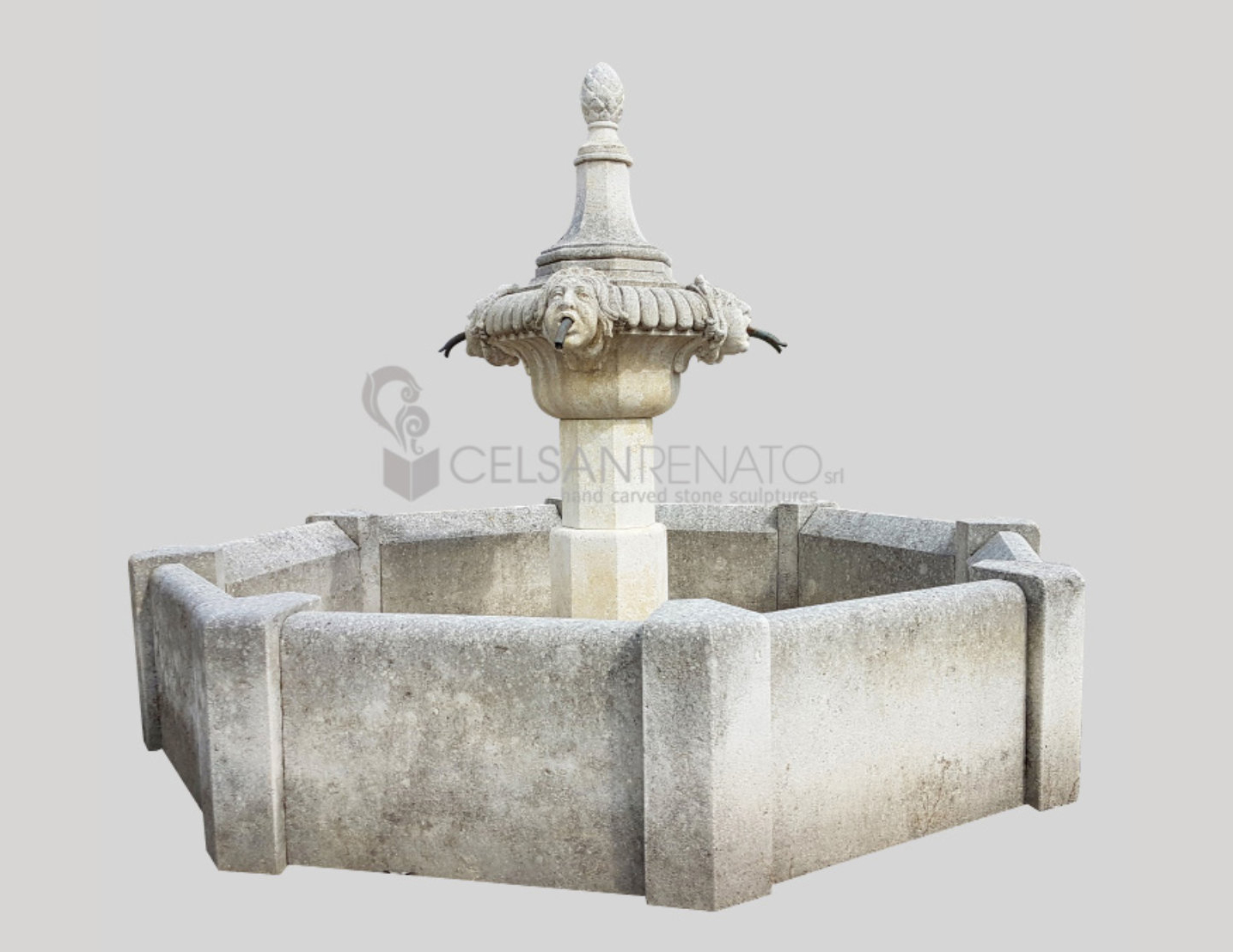 Provenza fountain with octagonal basin border in Vicenza stone